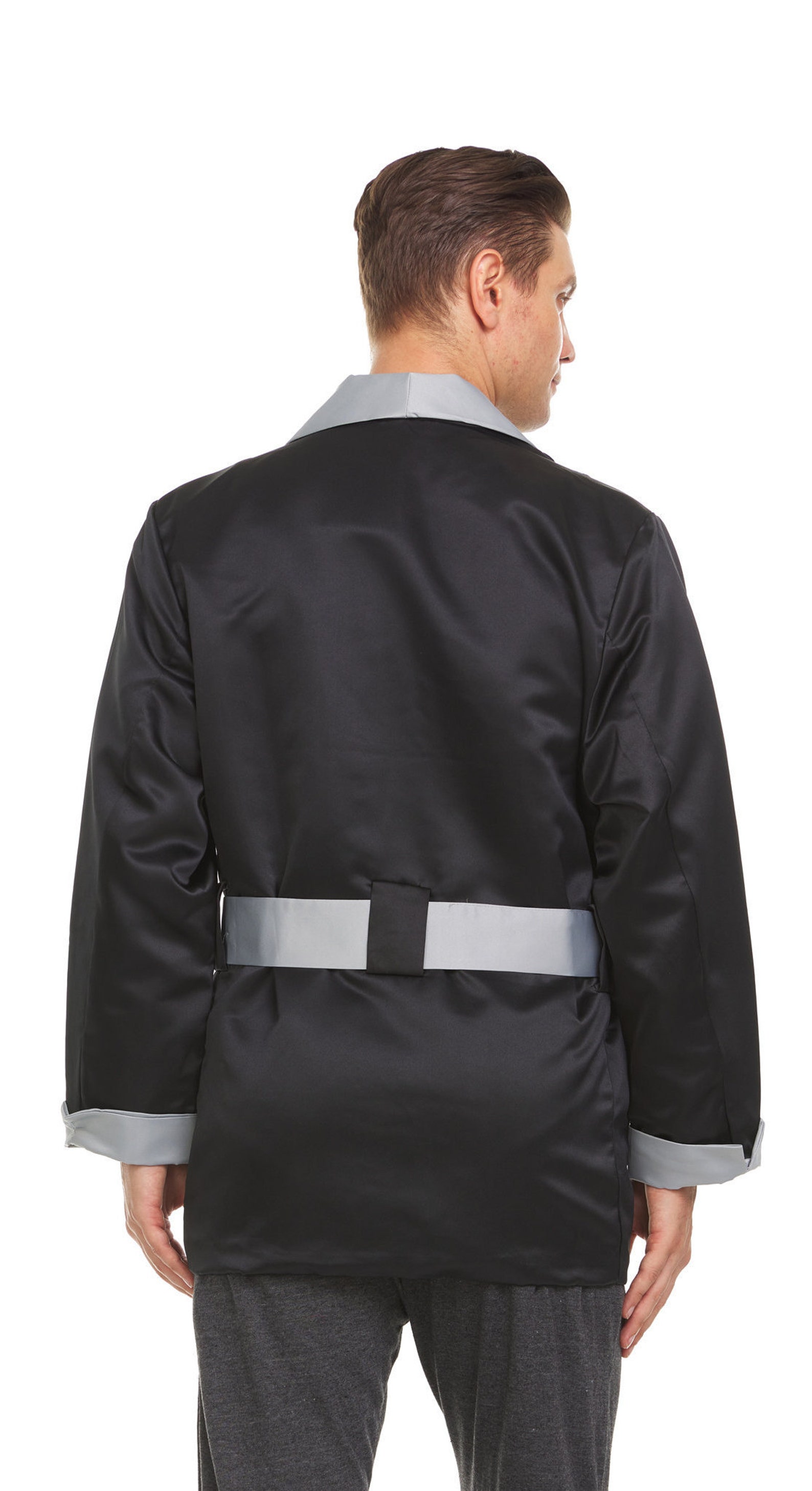 Mens Silk Satin Smoking Jacket Black / Silver | Etsy