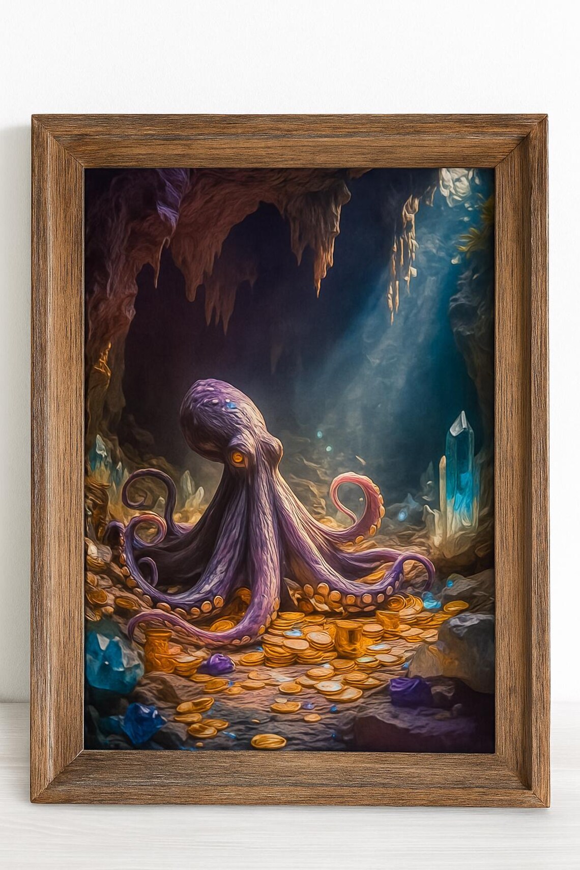 Keeper of the Deep – Fantasy Octopus Art Print | Magical Sea Cave ...
