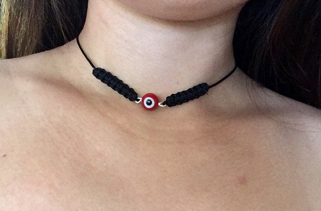 Red Evil Eye Cord Choker: Macrame Protection Necklace - Etsy