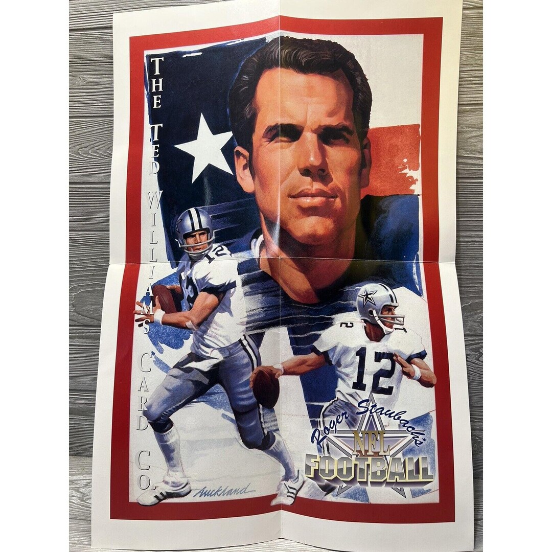 1994 Roger Staubach Dallas Cowboys Poster Ted Williams Auckland 20” X ...