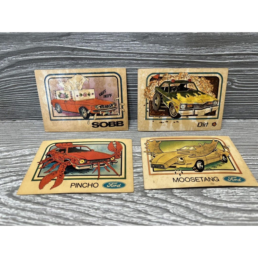 Vintage 1976 Wonder Bread Crazy Cars Vehicles Lot of 4 Trading Cards ...