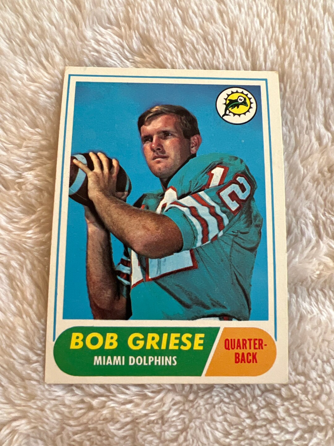 1968 Topps Football Bob Griese RC #196, Miami Dolphins, Vintage Rookie ...