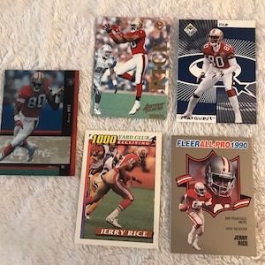 5 Different Premium Jerry Rice Cards, 49ers, Vintage NFL Football Cards ...