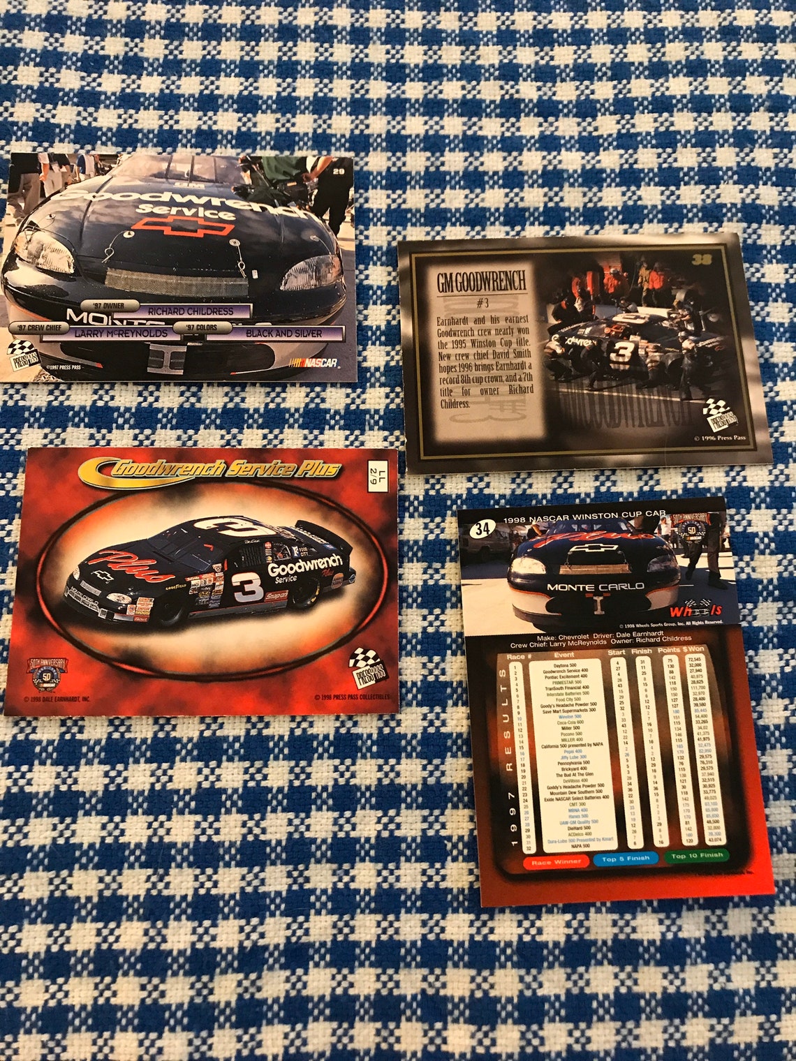 Four Dale Earnhardt 3 Car Racing Cards NASCAR | Etsy