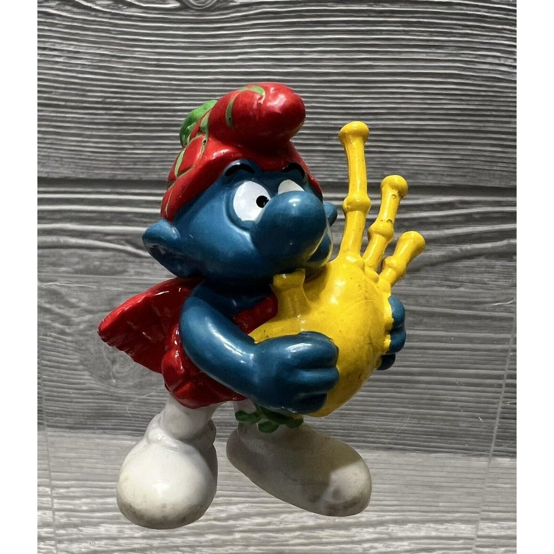 Scottish Bagpipes Smurf Figure 1978 Vintage Schleich 2 PVC Hong Kong - Etsy