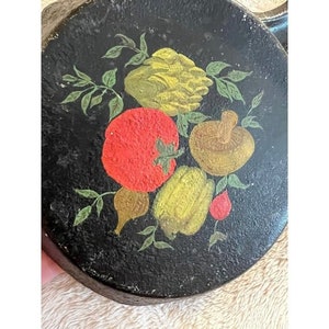 Vintage Retro Hand Painted Frying Pan With Vegetables on Back and ...