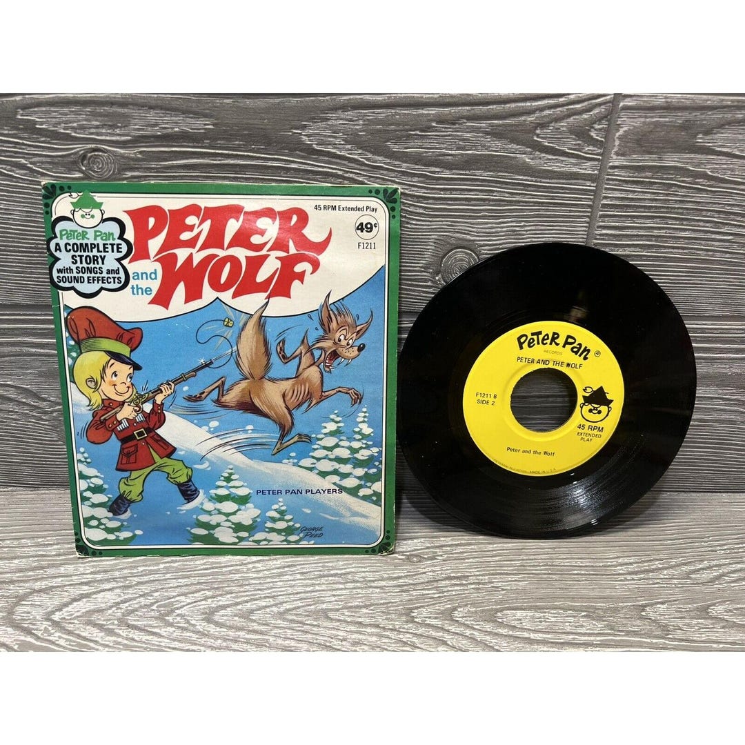 Vintage Peter Pan Record Peter and the Wolf 45 Rpm Vinyl Read Along ...
