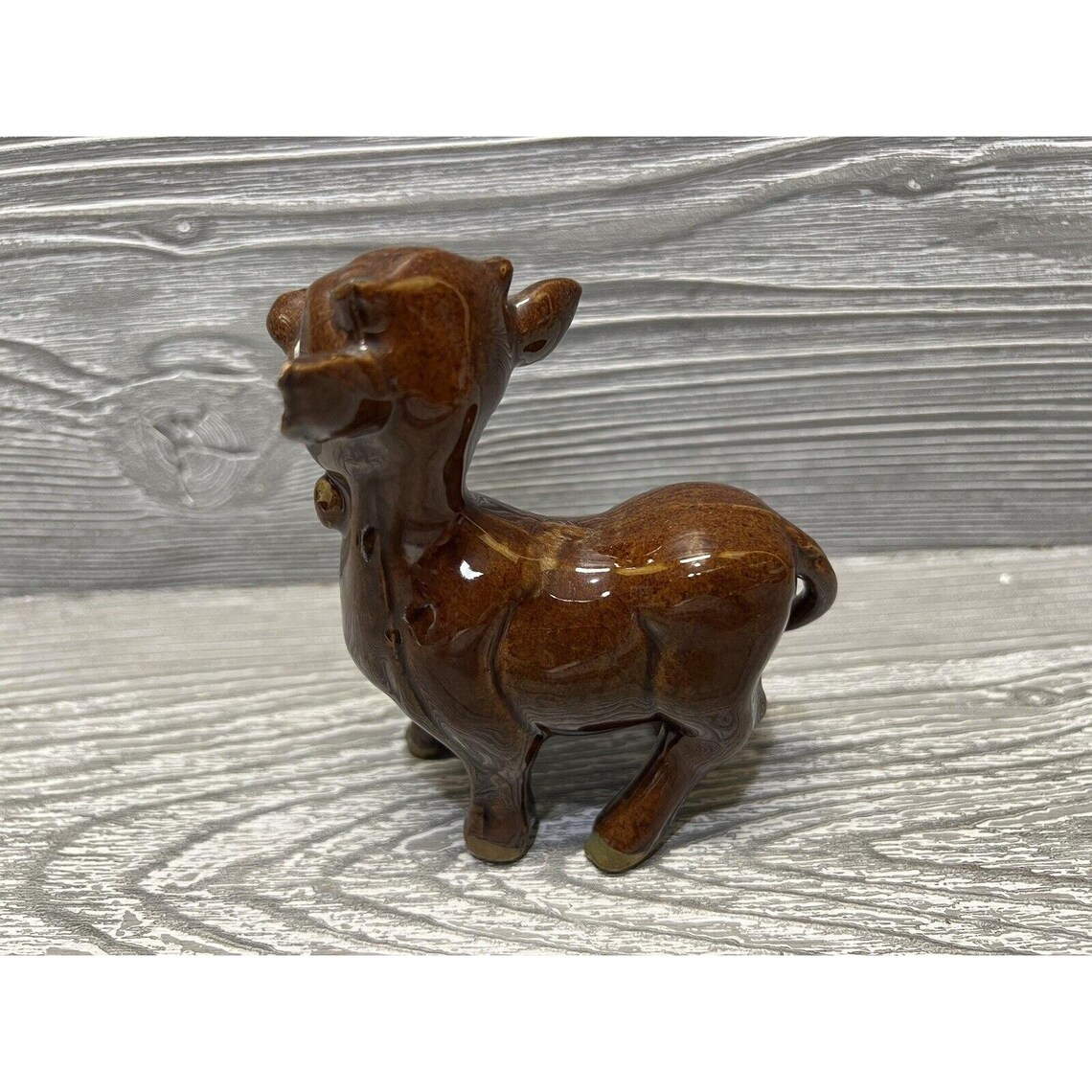 Vintage Ceramic Brown Cow Calf Figurine 4.25” X 4” Midcentury Kitsch ...