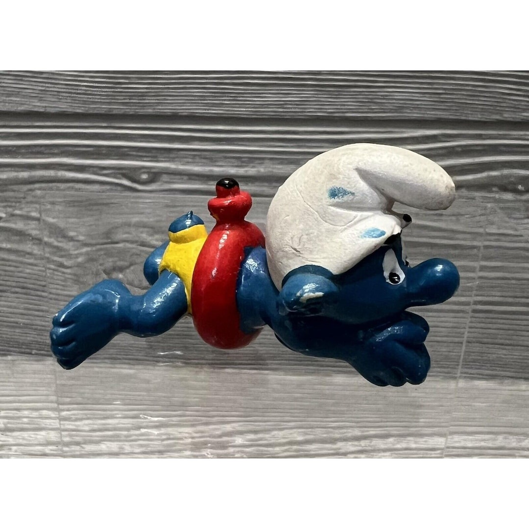 Swimming Diving Smurf Figure Inner Tube 1977 Vintage Schleich 2” PVC ...