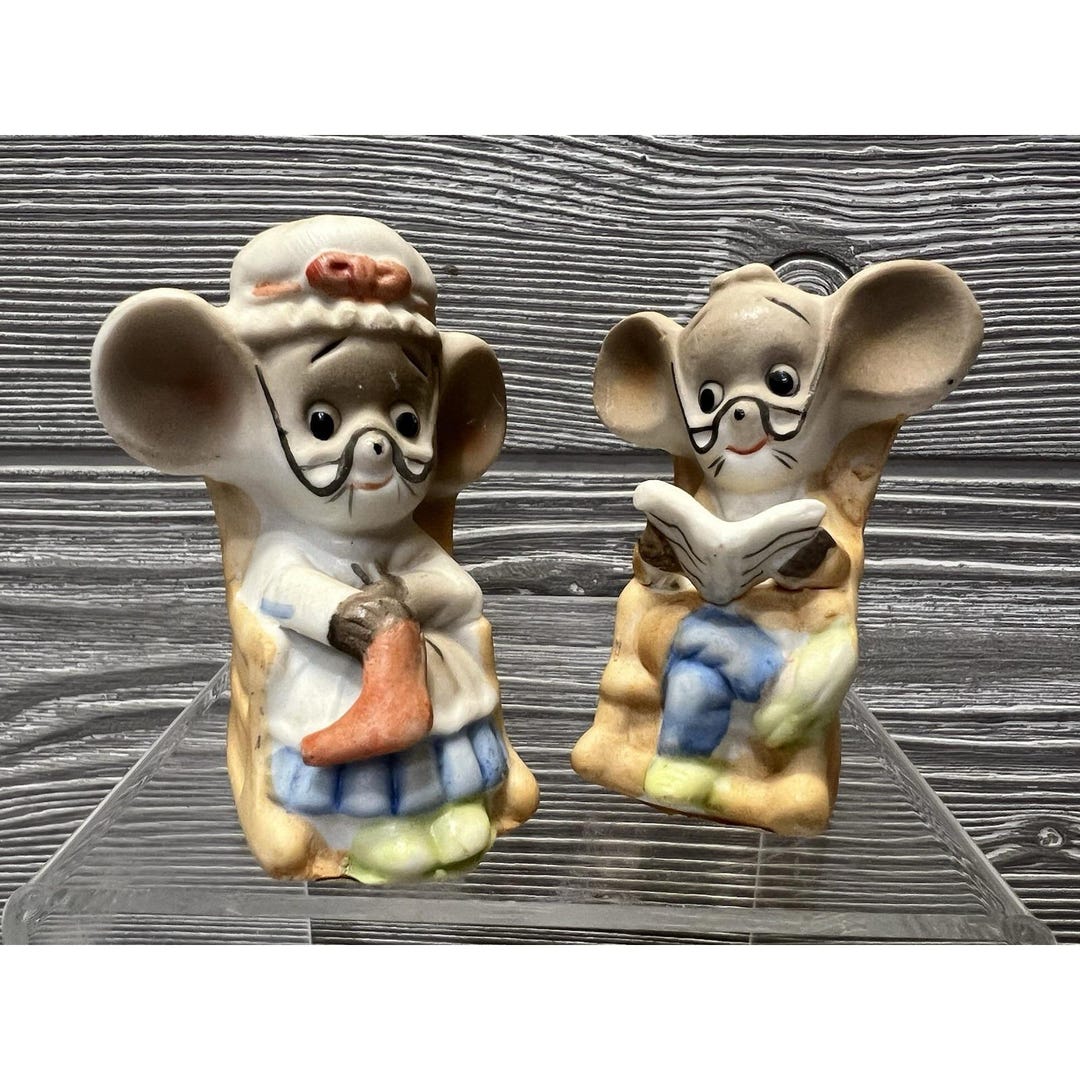 Vintage Ceramic Grandmother Mouse Grandfather Rocking Chair Pair Set ...