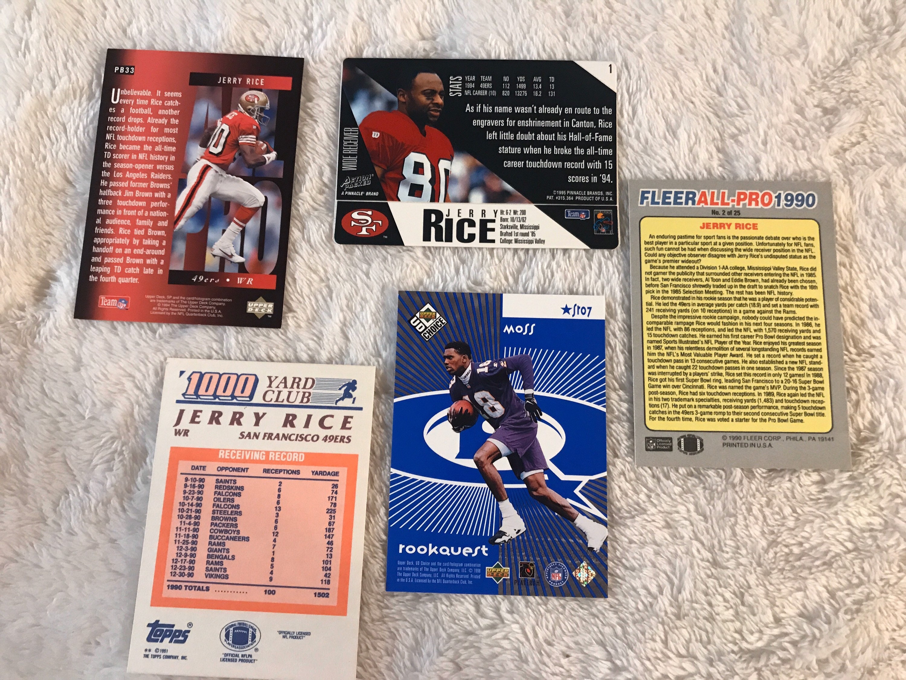 5 Different Premium Jerry Rice Cards 49ers Vintage NFL | Etsy