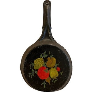 Vintage Retro Hand Painted Frying Pan With Vegetables on Back and ...
