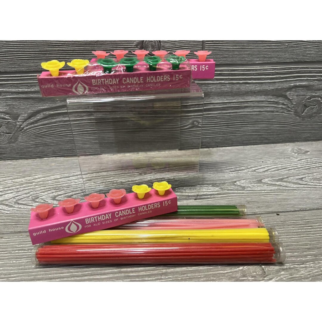 Vintage Guild House Plastic Birthday Candle Holders and Skinny 8 ...
