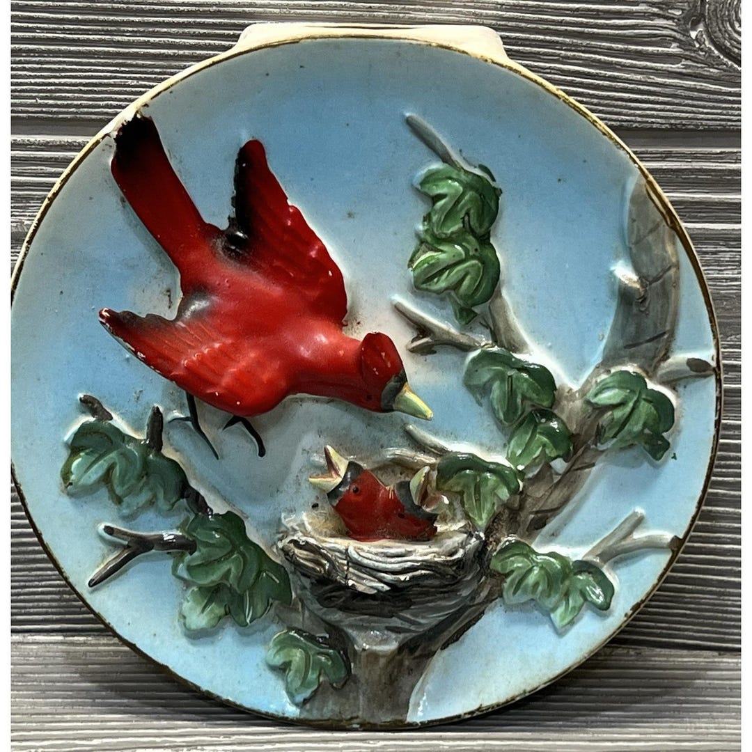 Vintage Cardinals Red Birds Ceramic Porcelain Wall Plate Elven Japan ...