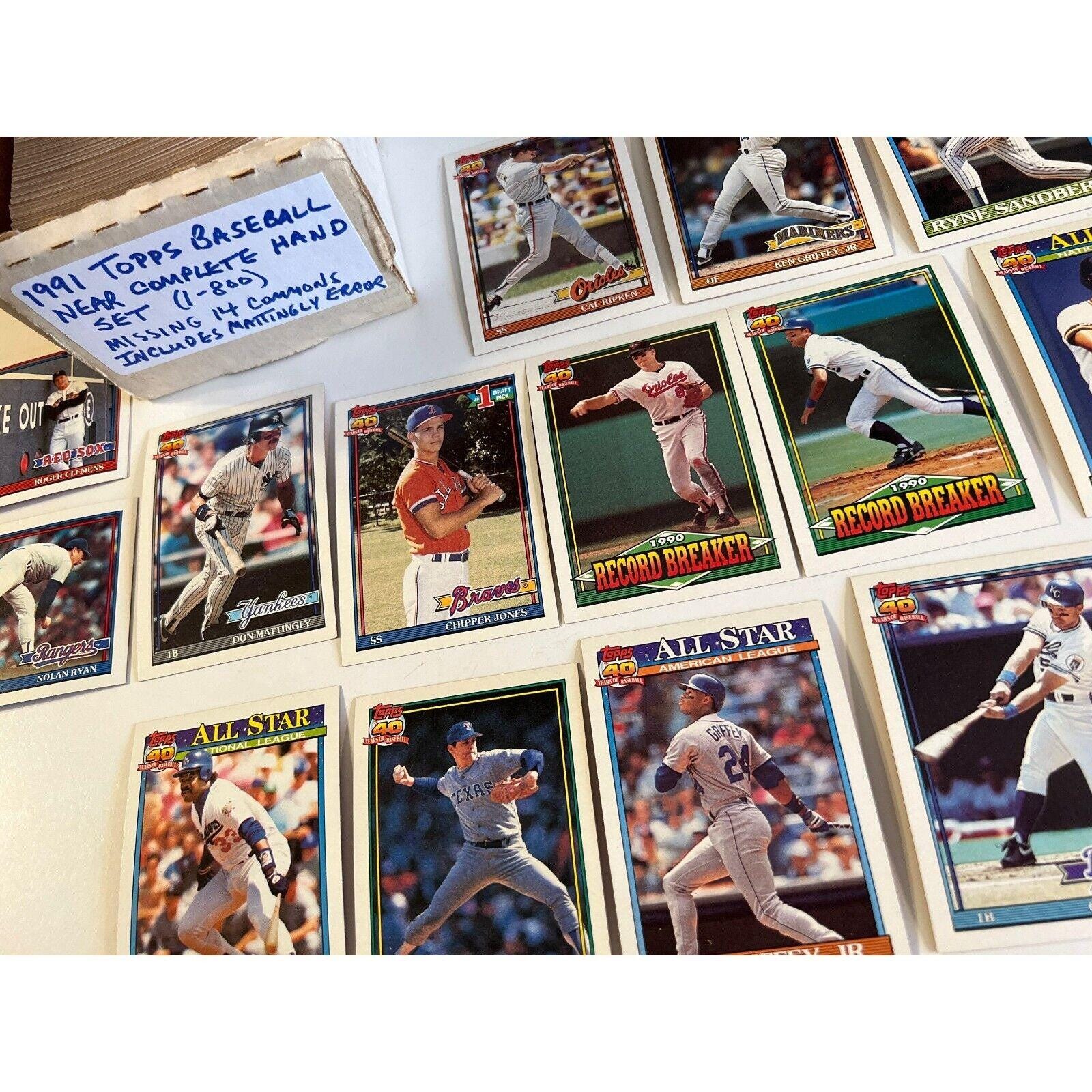 1991 Topps Baseball Near Complete Set Chipper Jones RC - Etsy