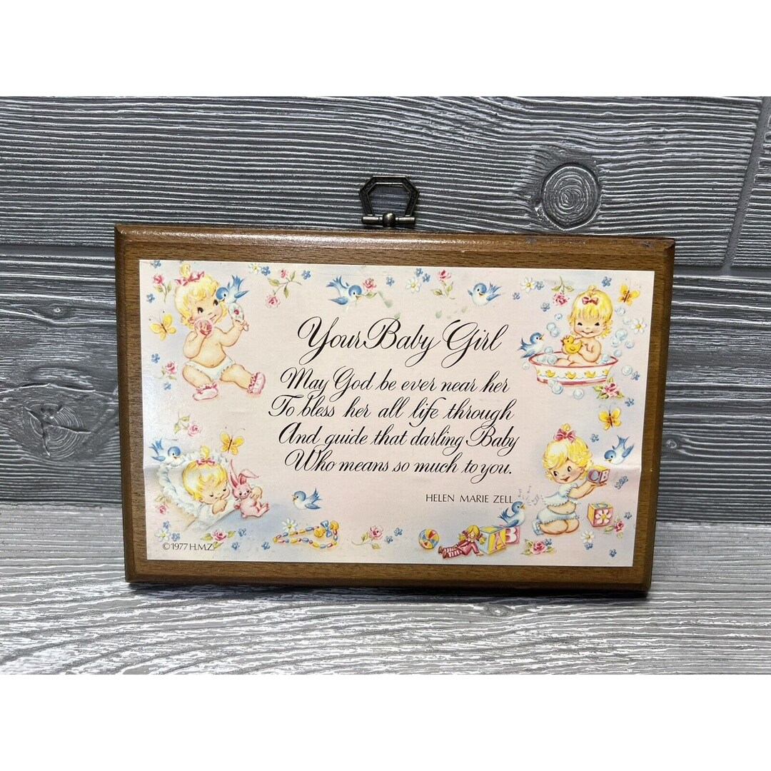 Vintage Your Baby Girl Wooden Wall Plaque Helen Marie Zell Retro 1970s ...