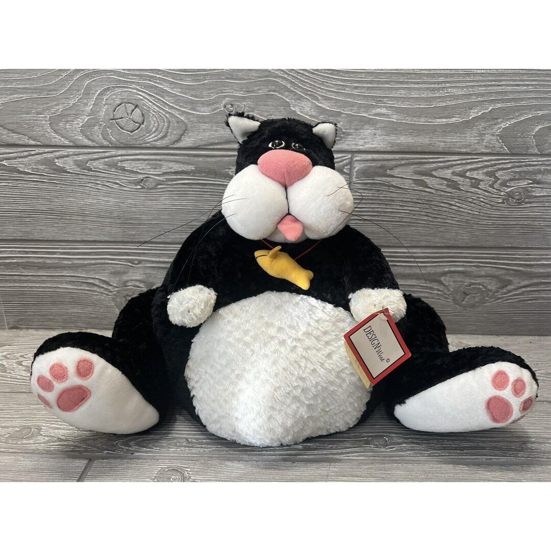 Fat Cat Plush Black & White Designwest Neiman Marcus Vintage Stuffed ...