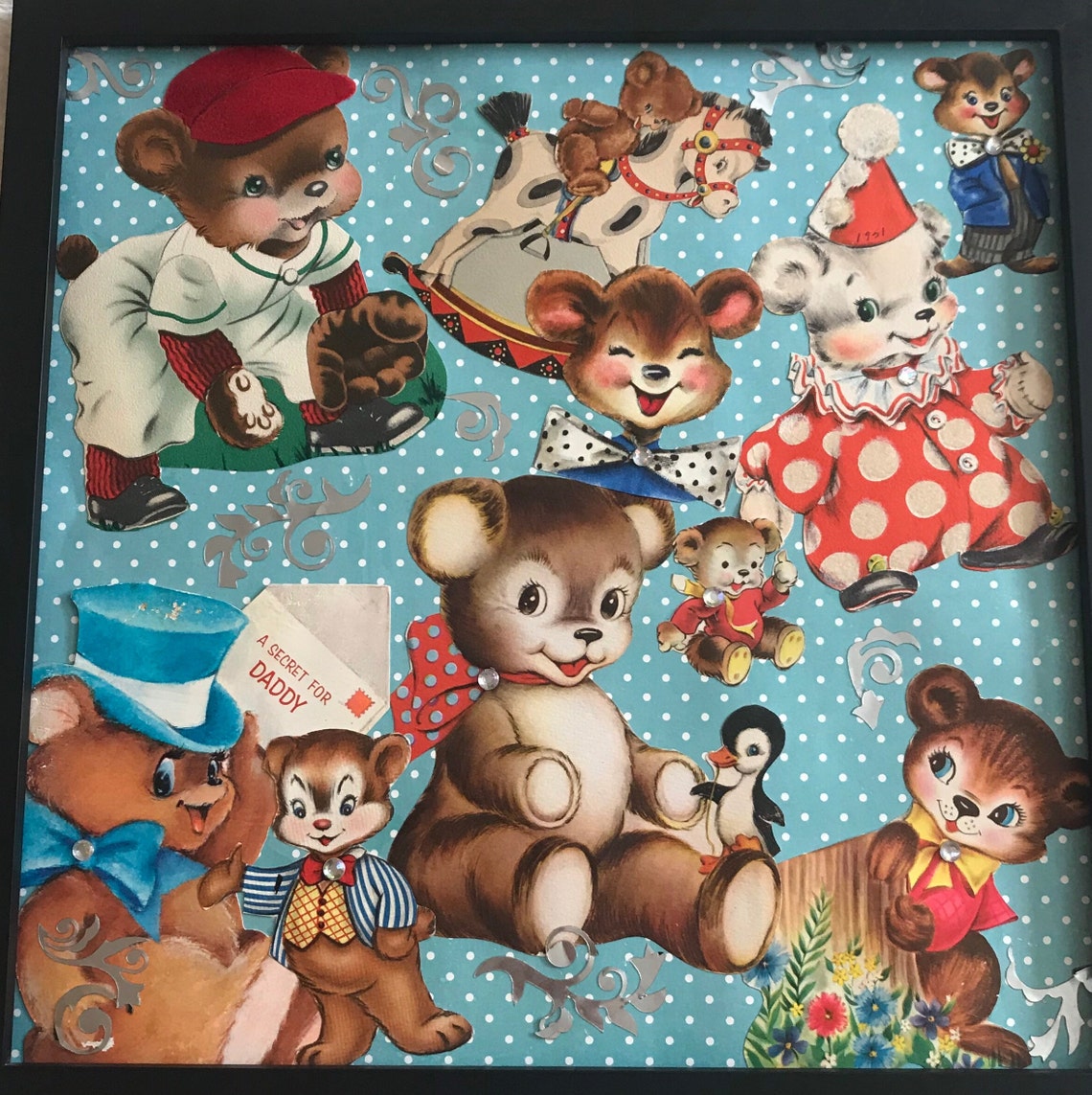 Vintage Teddy Bears Handmade Collage Wall Art Gift for Bear - Etsy