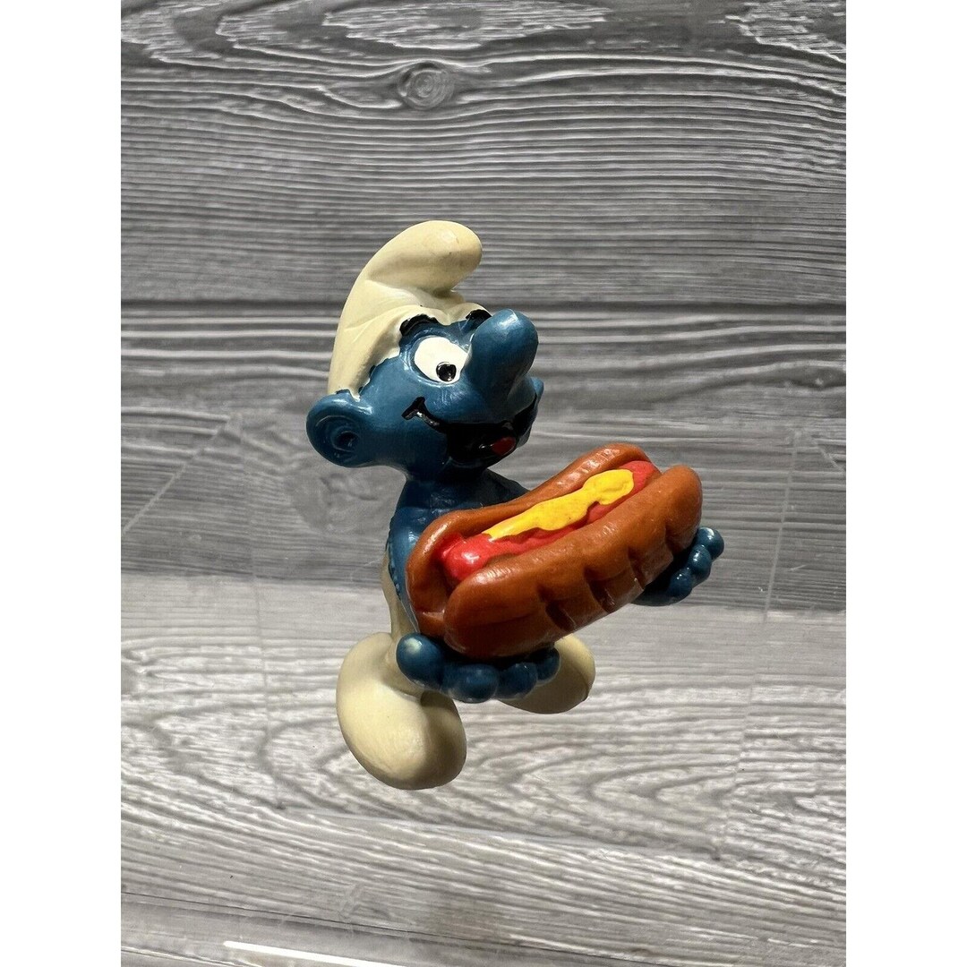 Hot Dog Smurf Figure 1983 Vintage Schleich Peyo 2 Made in Hong Kong - Etsy
