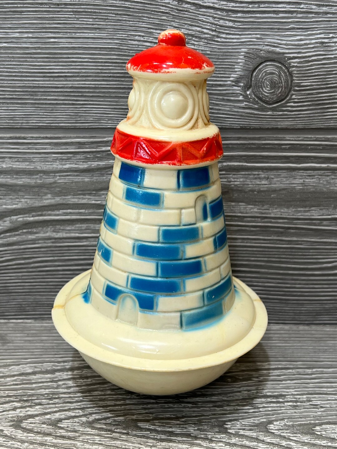 Vintage Lighthouse Roly Poly Retro Baby and Toddler Toy, Retro Nursery ...