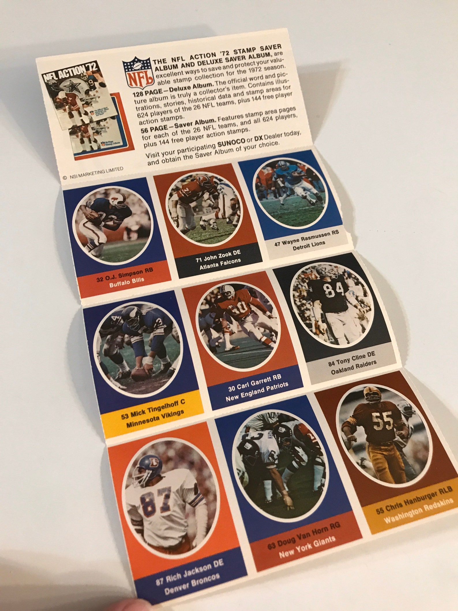 1972 Sunoco NFL Stamps Sheet with O. J. Simpson and More | Etsy
