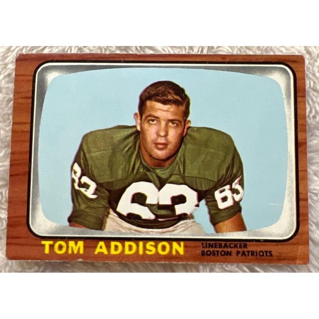 1966 Topps Football Tom Addison #1 Boston Patriots Vintage NFL Card - Etsy