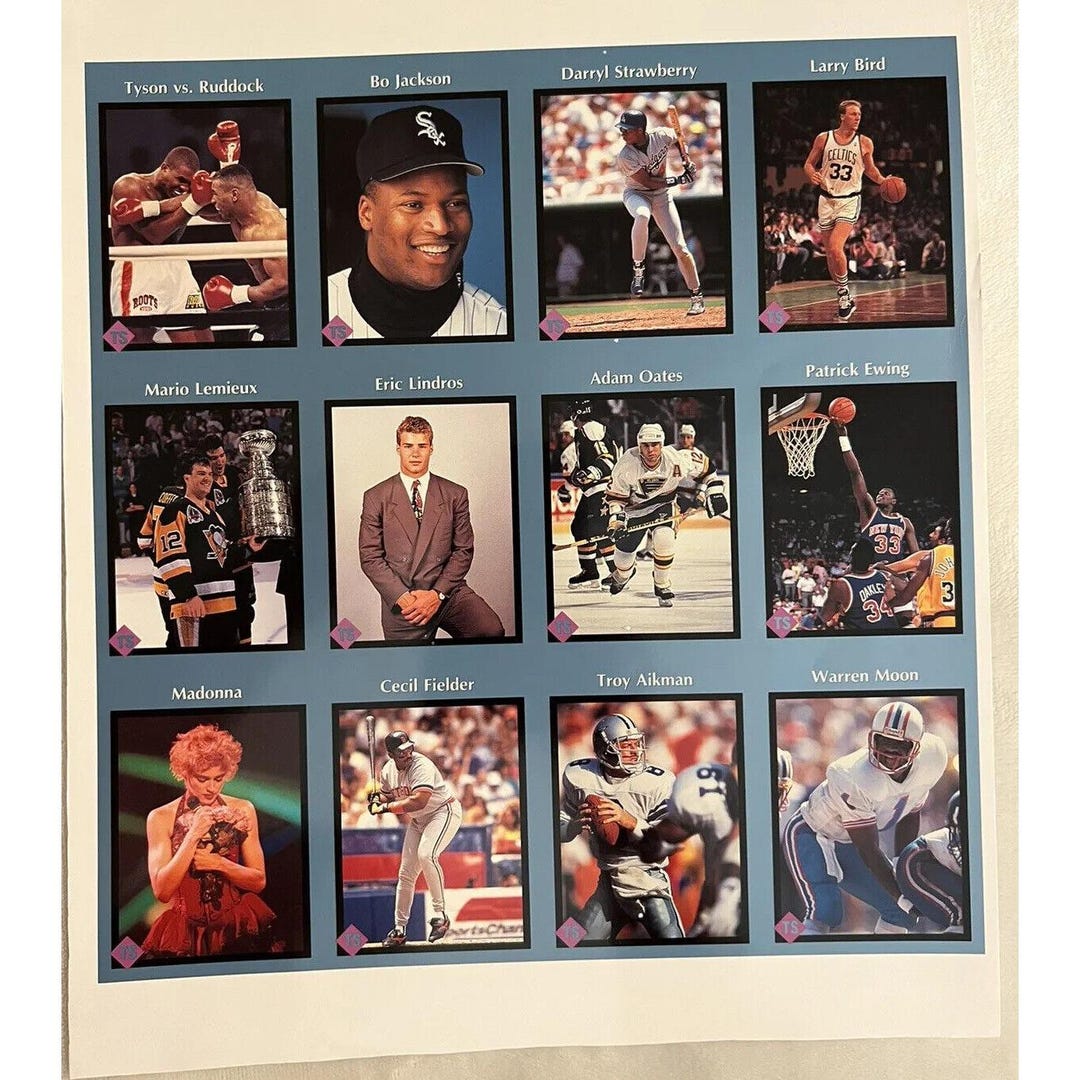 1991 Tuff Stuff Uncut Trading Card Insert Sheet Sports and Madonna 12 ...