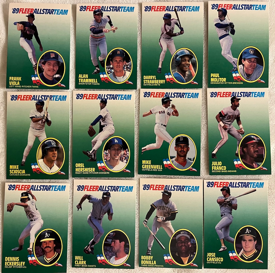 1989 Fleer All-star Team Baseball Inserts Set, Vintage MLB Cards - Etsy