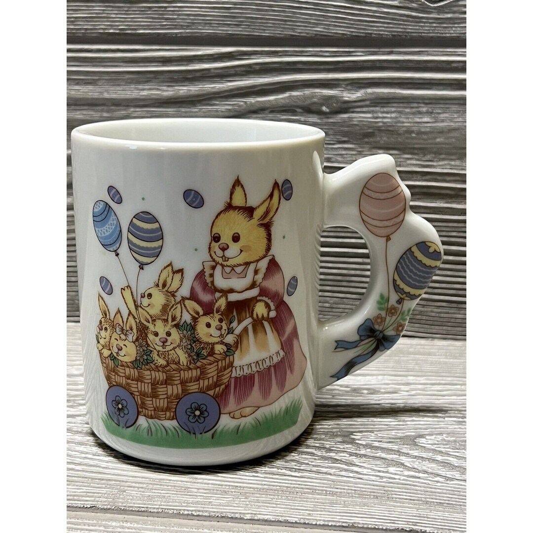 Mother Easter Bunny With Baby Bunnies Ceramic Coffee Tea Mug Cup Unique ...
