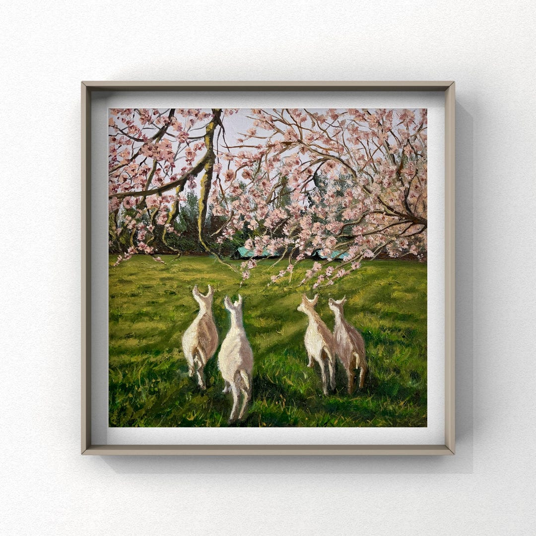 Wild Animal Landscape Painting, Bright Colorful Oil Art - Etsy
