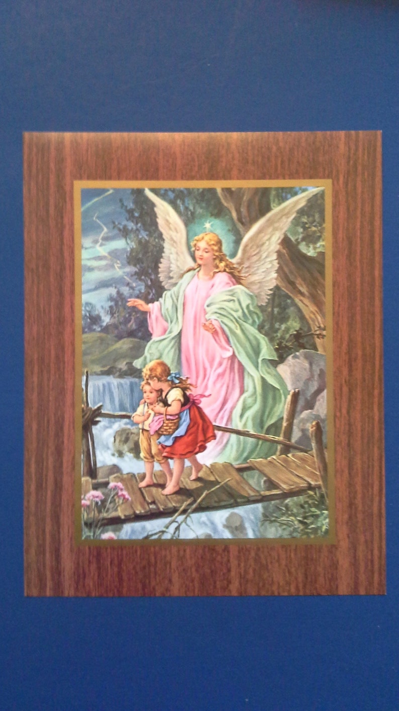 Vintage Print Guardian Angel With Children Crossing Bridge From Italy ...