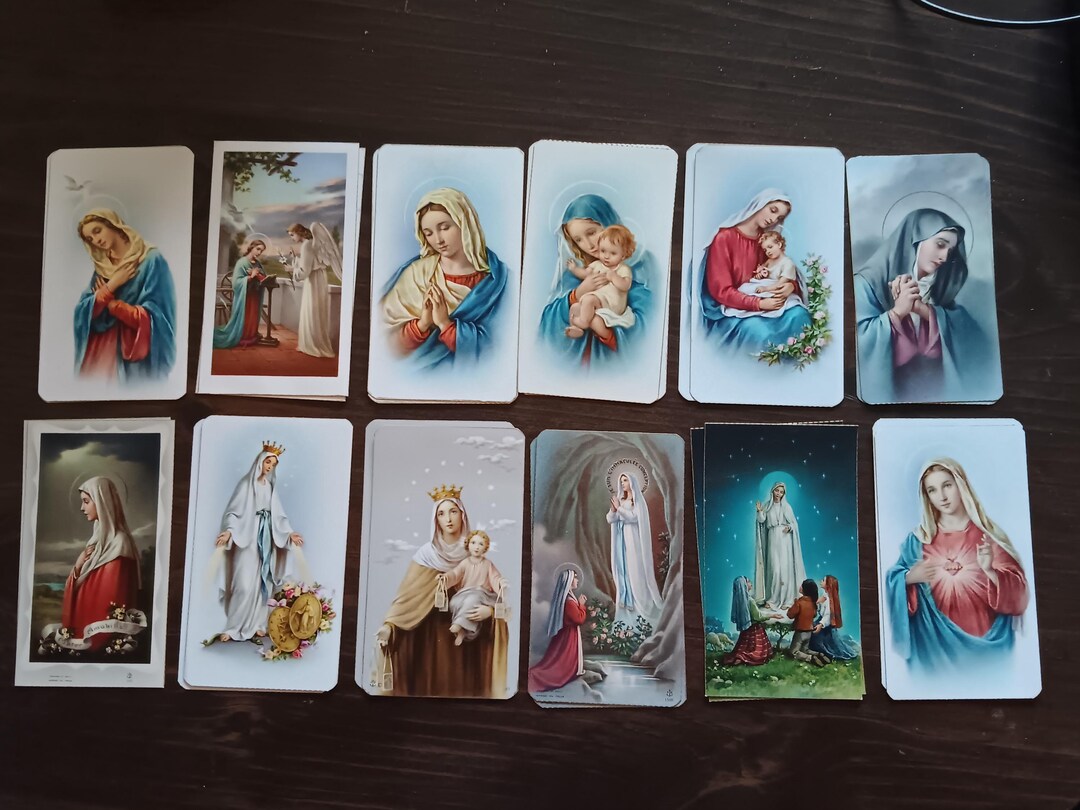 Vintage Set of 24 Blessed Mother Mary Assorted Holy Cards Prayer Cards ...