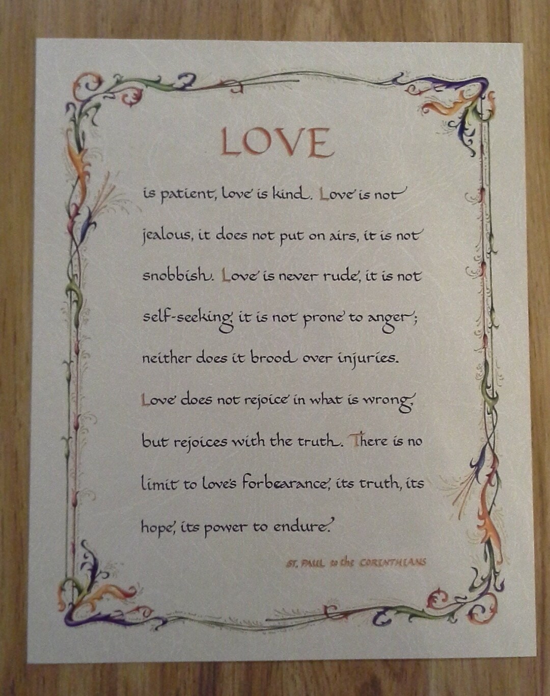Vintage First Corinthians 13 love is Patient Print Ready to Frame 8 X ...