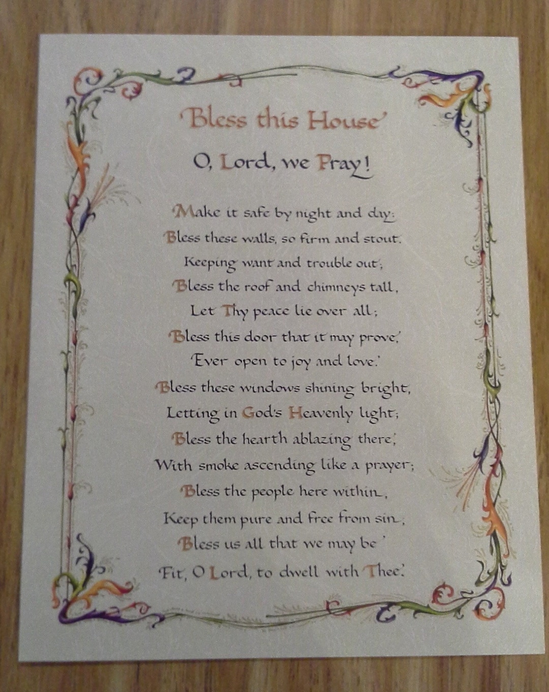 House Blessing Print Ready for Framing bless This House, O Lord, We ...