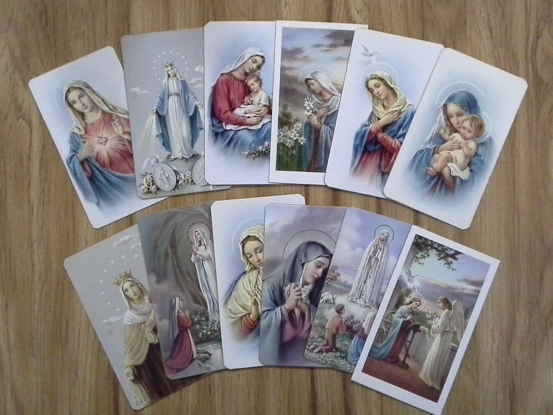 Vintage Set of 24 Blessed Mother Mary Assorted Holy Cards Prayer Cards ...