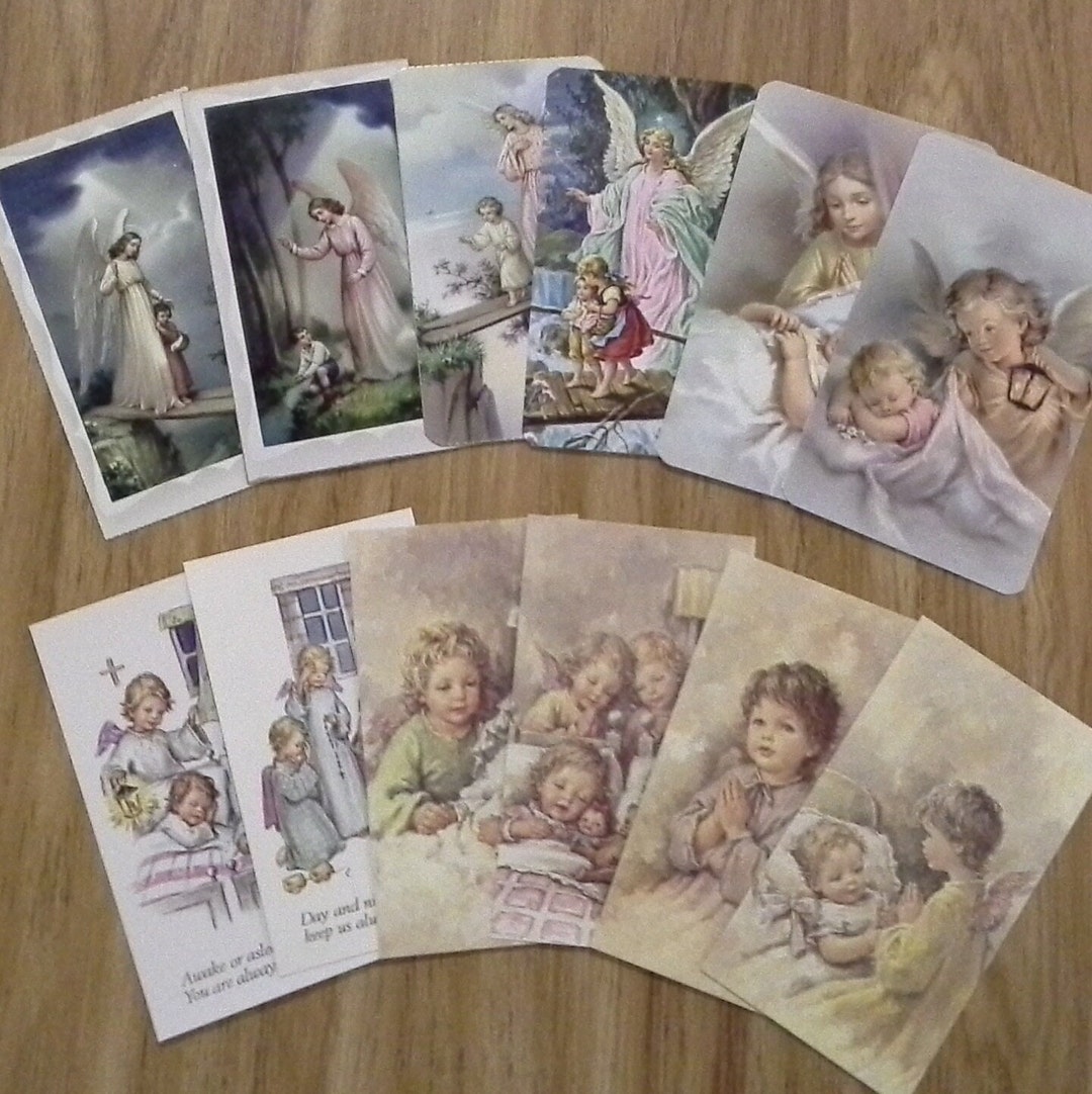 Vintage Set of 24 Guardian Angel Assorted Holy Cards Prayer Cards Italy ...
