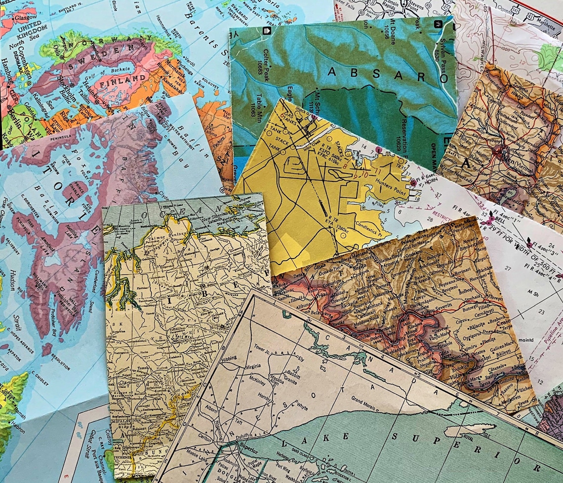 Vintage Map Scrap Pack • 15 World Atlas Pages for Junk Journals - Etsy