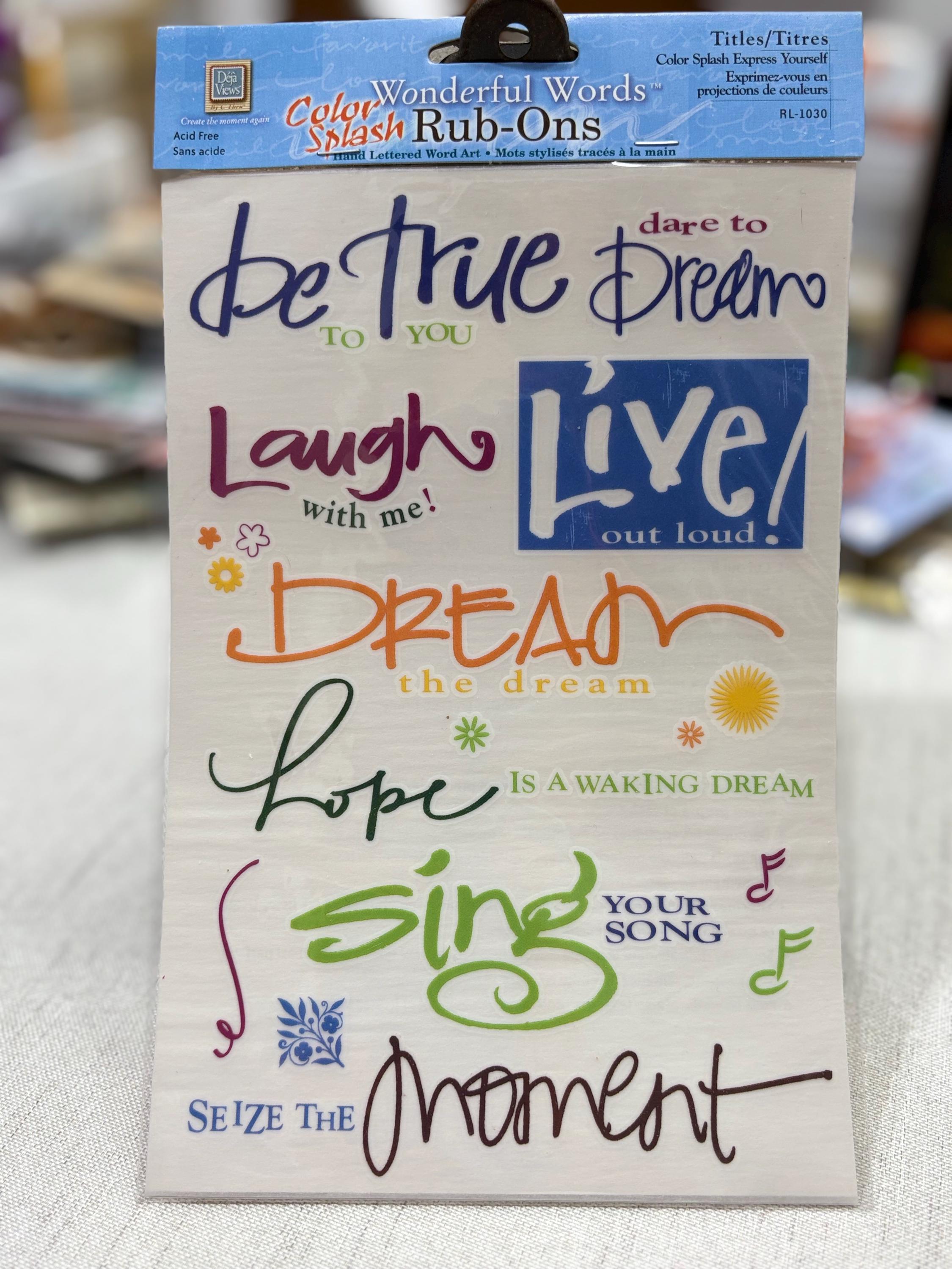 Wonderful Words Color Splash Rub-ons – Inspirational Quotes & Hand ...