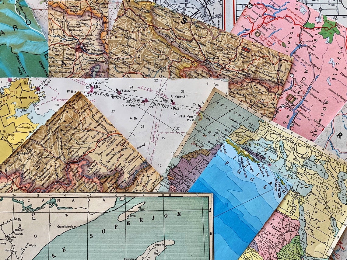 Vintage Map Scrap Pack • 15 World Atlas Pages for Junk Journals - Etsy