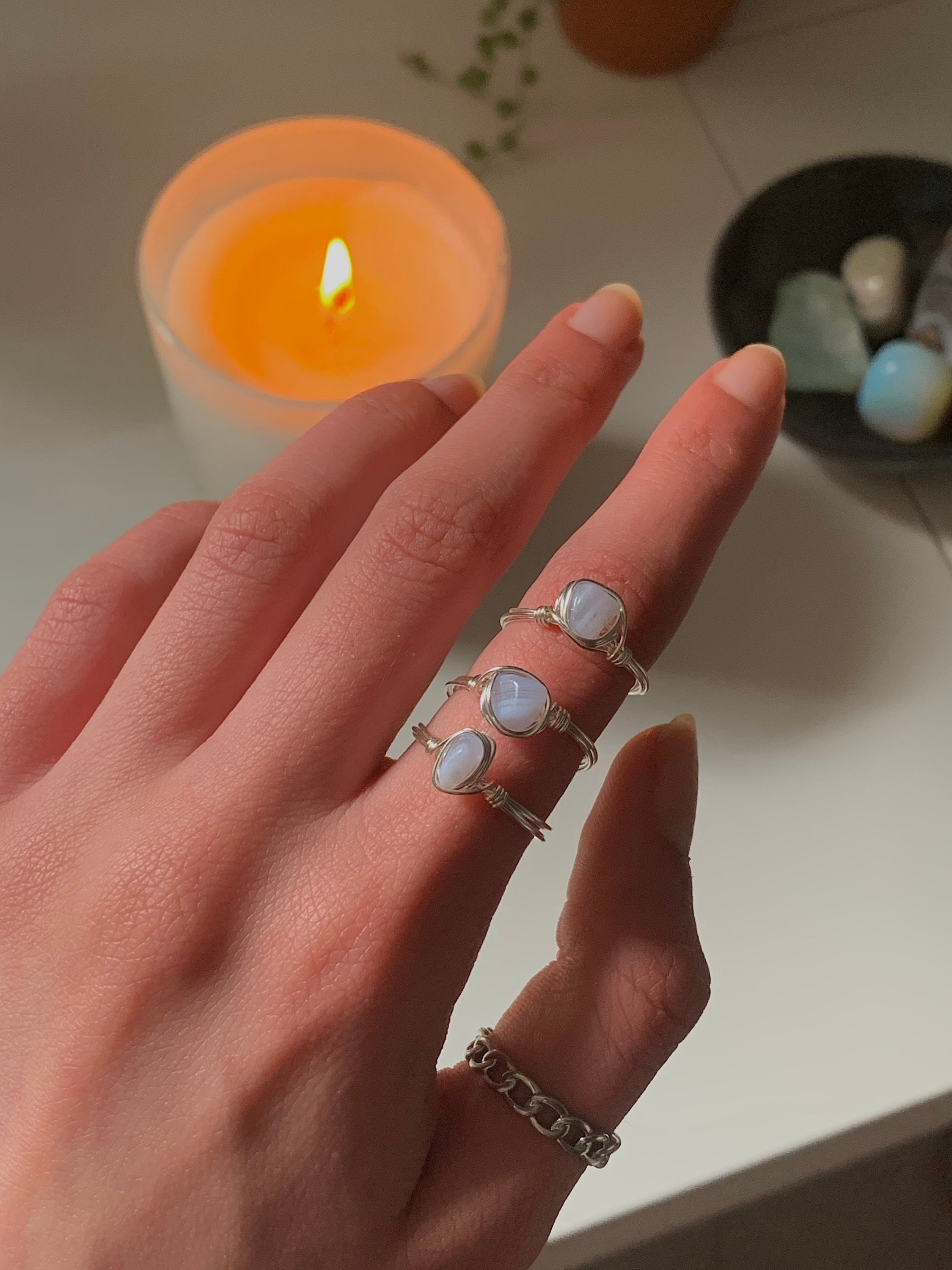 Blue Lace Agate Ring | Etsy