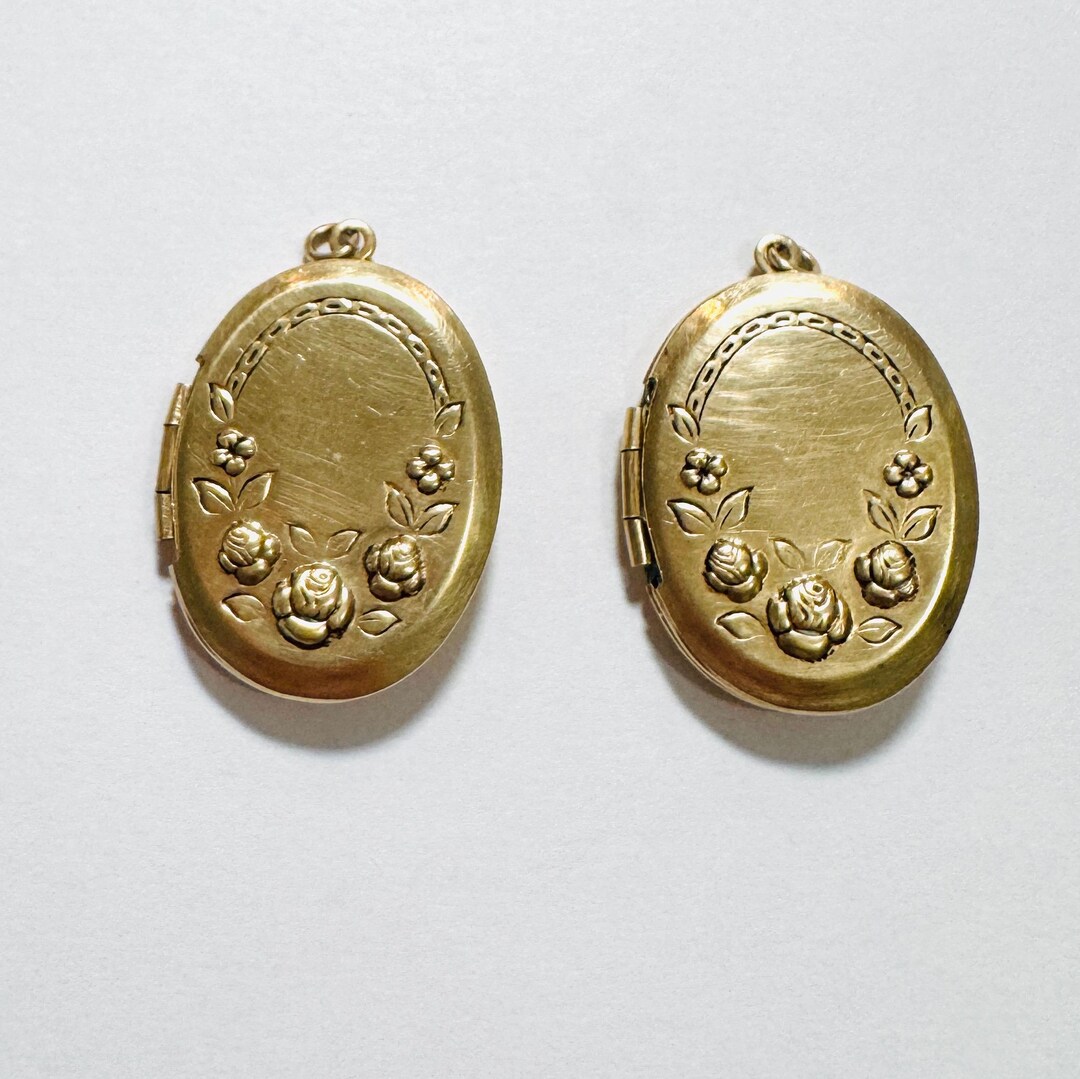 2 Antique Late 1800s Victorian Large Oval Ornate Brass Estate Matching ...