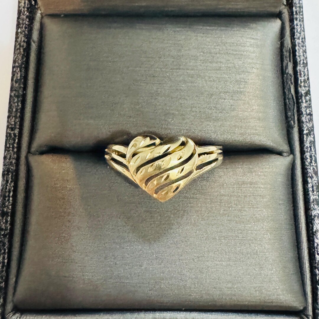 Vintage MCM Solid 10k Yellow Gold Estate Mid-century Diamond Cut Split ...