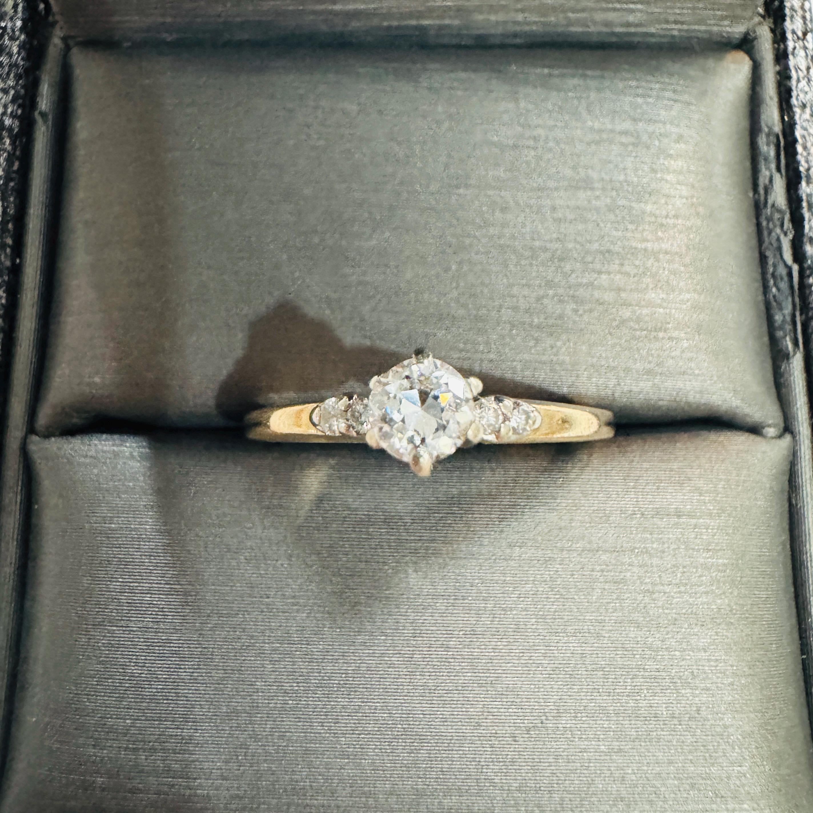 Vintage 1930s Natural OEC Diamond Solid 14k Yellow Gold 5 Stone 0.29ctw ...