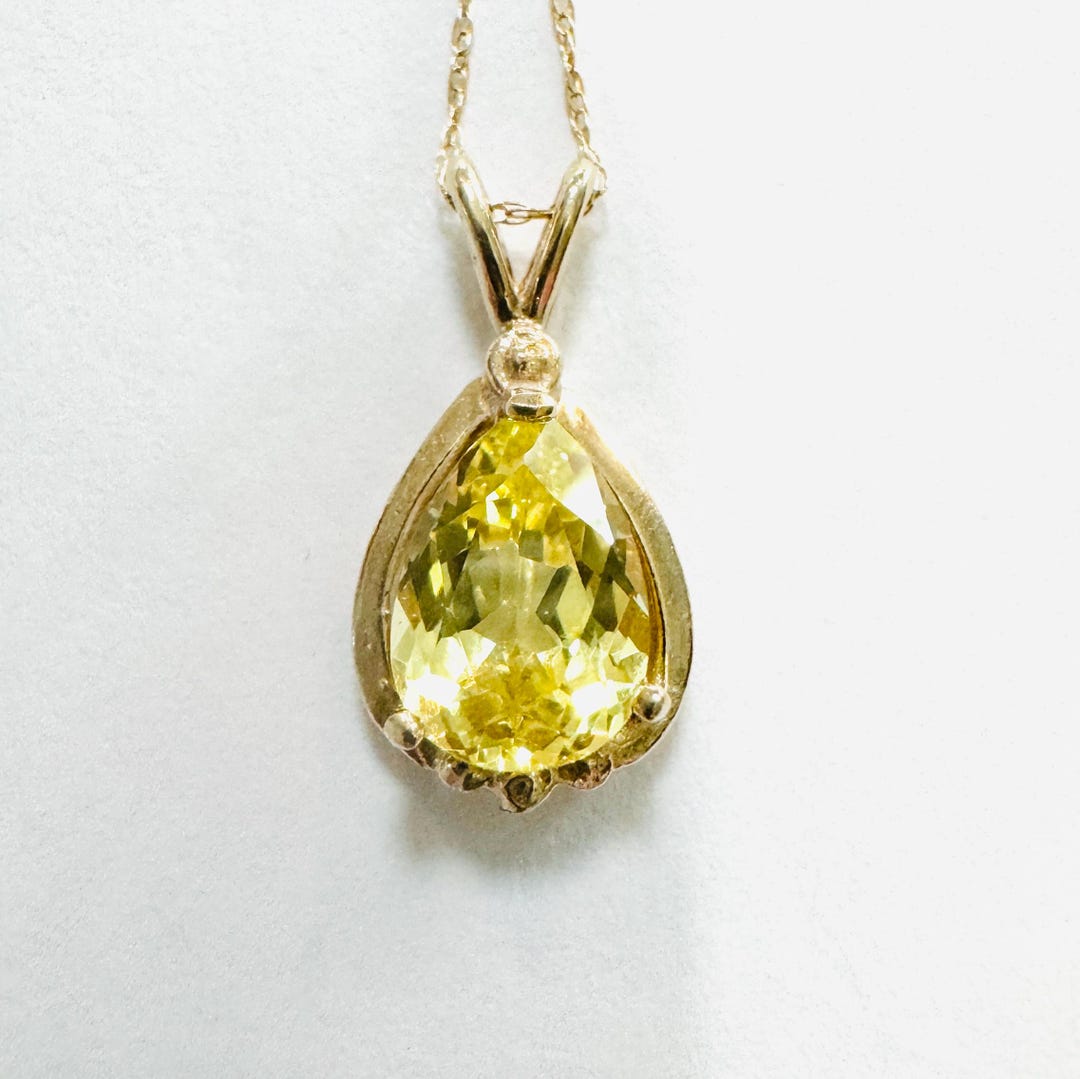 Estate 2.5ct Solid 10k Yellow Gold Lemon Canary Yellow Pear Cut ...