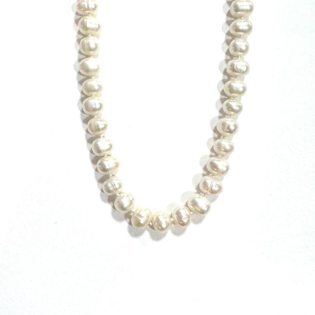 Estate Solid 14k Yellow Gold String of Cultured Oblong Pearls Hand ...