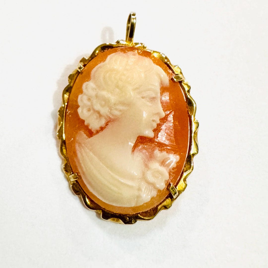 Antique 1800s Solid 18k Yellow Gold Handcrafted Victorian Natural Shell ...