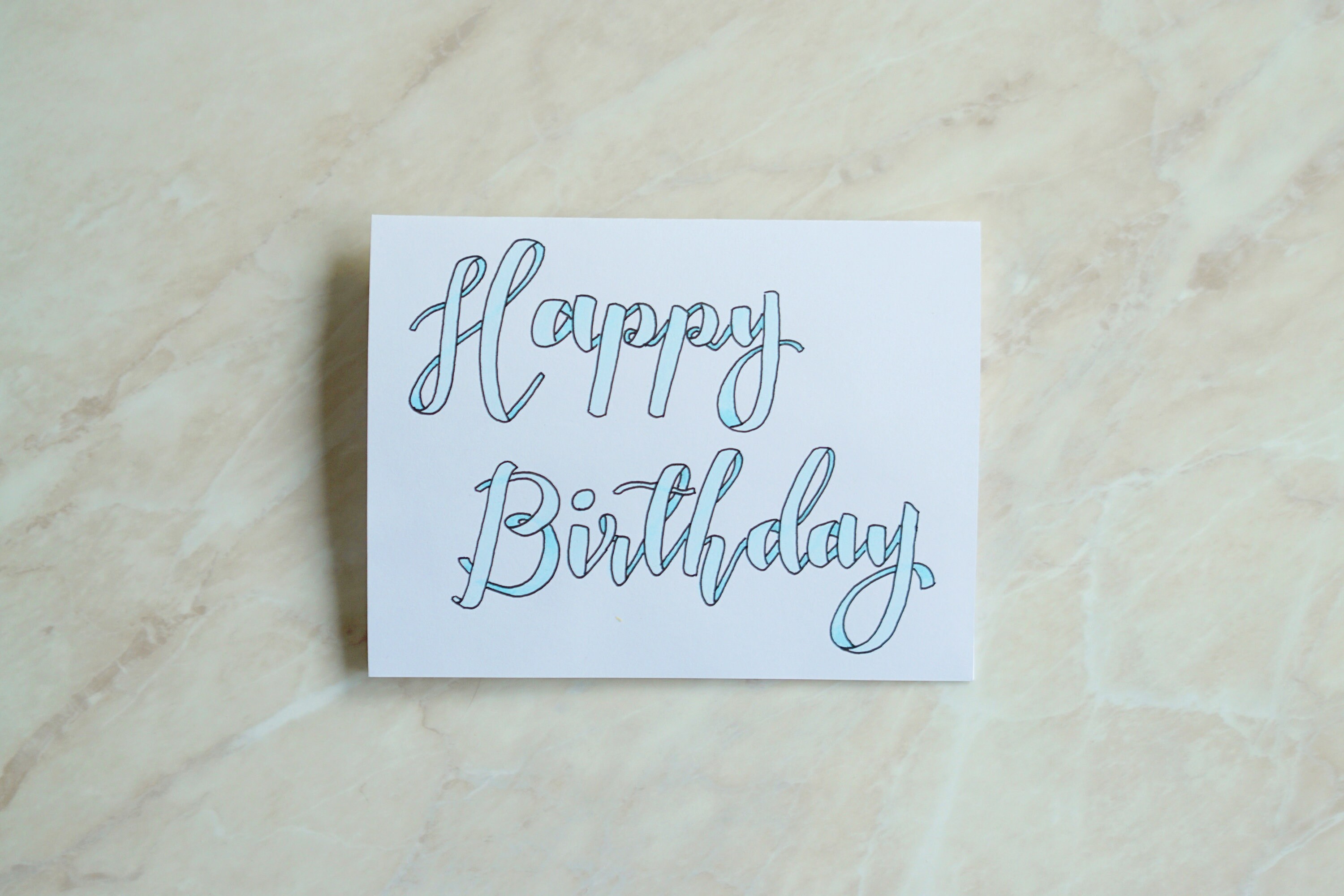 Hand-lettered Ribbon Calligraphy Birthday Card - Etsy
