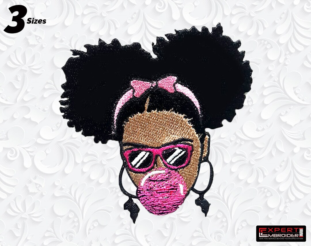 Black Afro Woman Embroidery Design, Cool Afro Woman Embroidery Design ...