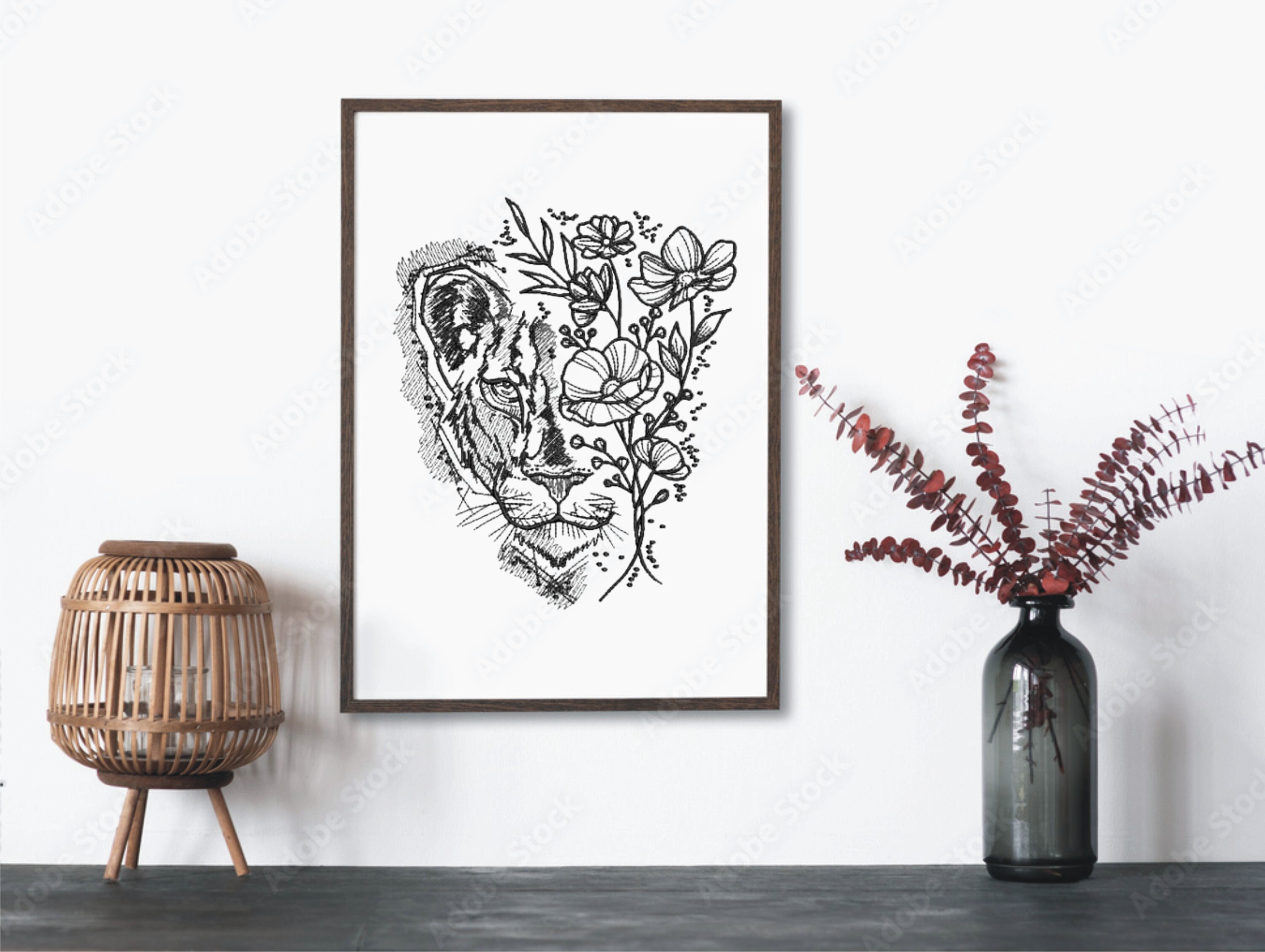 Lion Embroidery Design Lion Head Dst File Lion Pes File - Etsy