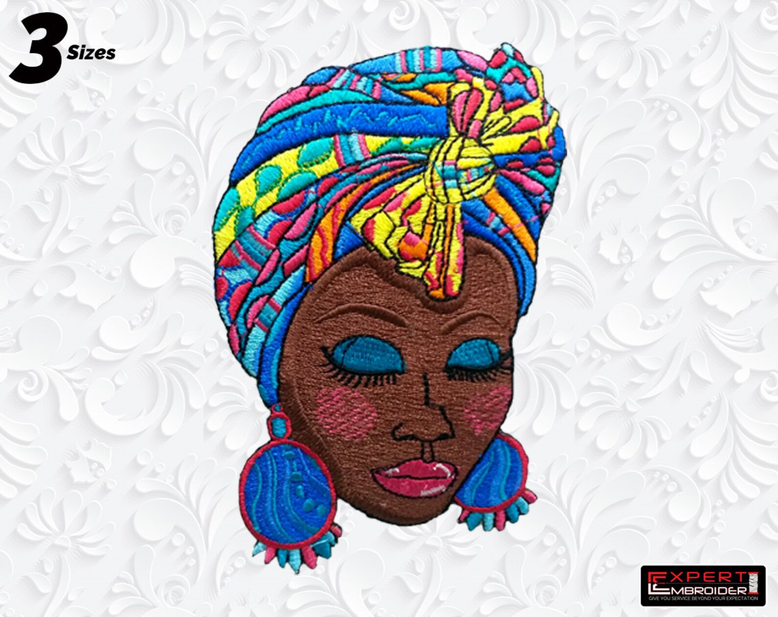 Afro Woman Face Machine Embroidery Design, Black Girl Face Embroidery ...